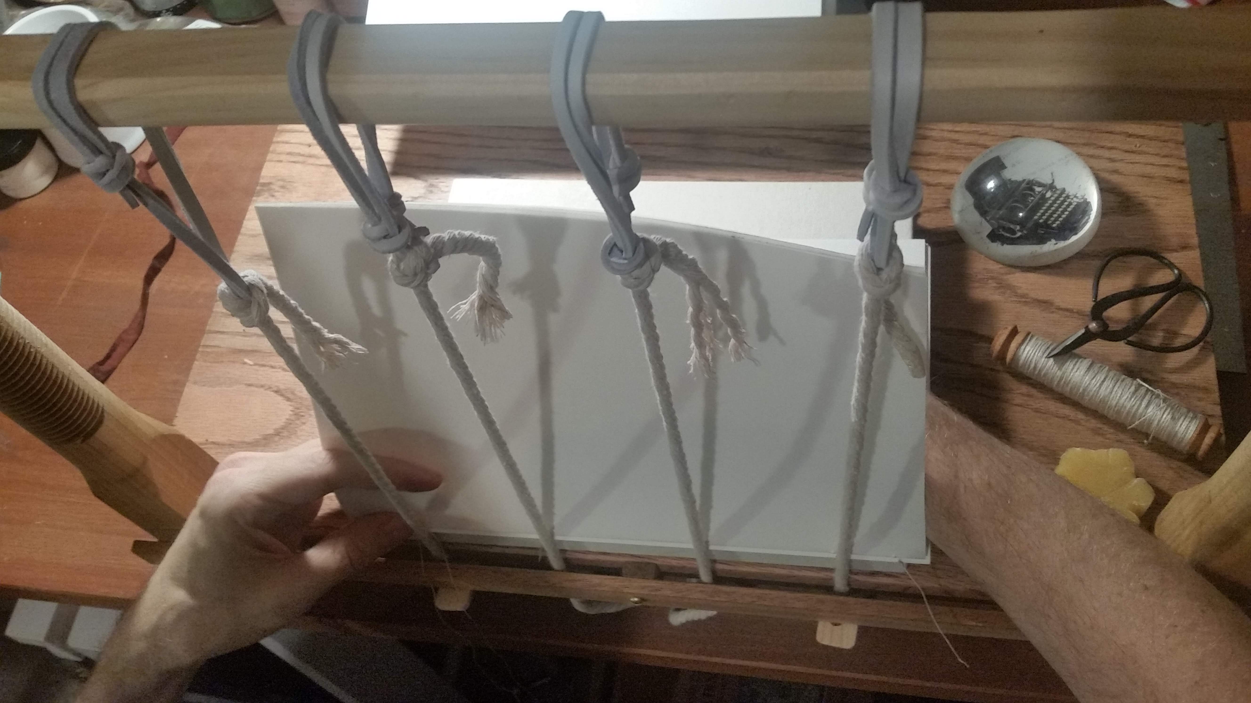 Bookbinding Tools: Sewing on a sewing frame (because I forgot) – The ...